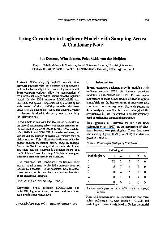 Pdf Using Covariates In Loglinear Models With Sampling Zeros A