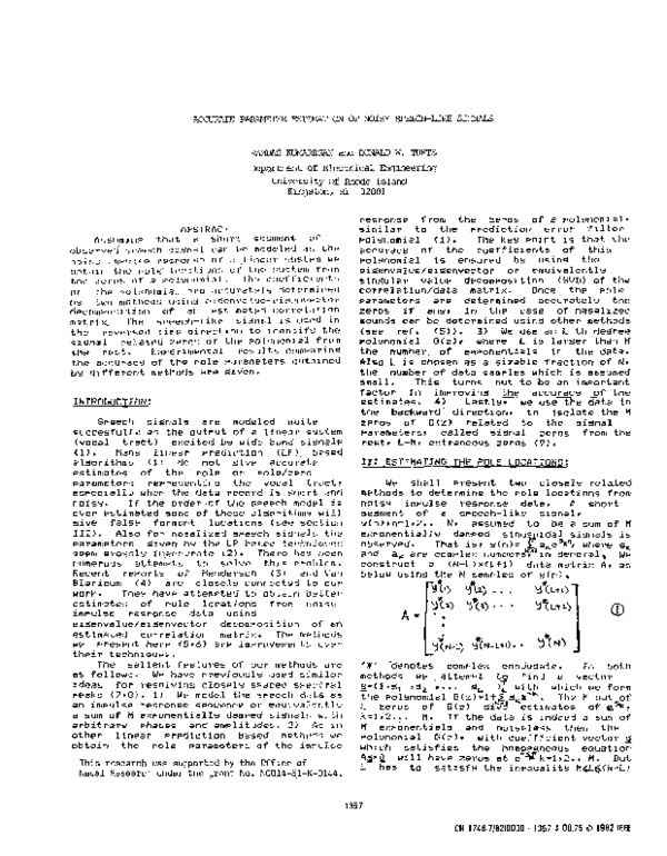 (PDF) Accurate parameter estimation of noisy speech-like signals (PDF) Accurate parameter estimation of noisy speech-like signals