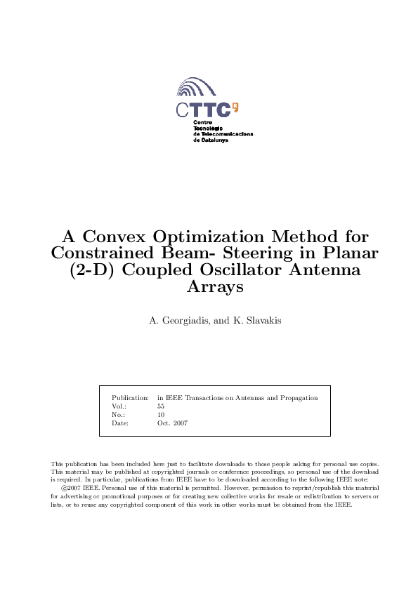 (PDF) A Convex Optimization Method for Constrained Beam- Steering in Planar (2-D) Coupled ...