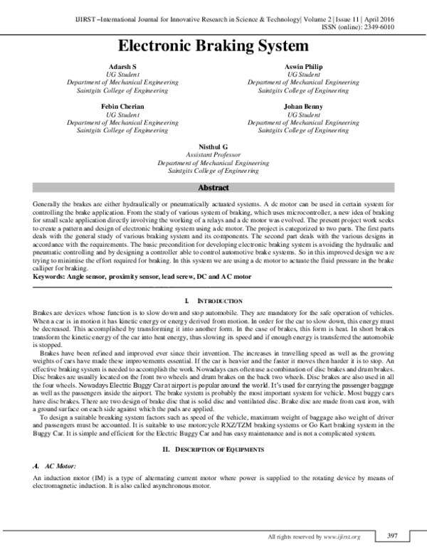 (PDF) Electronic Braking System