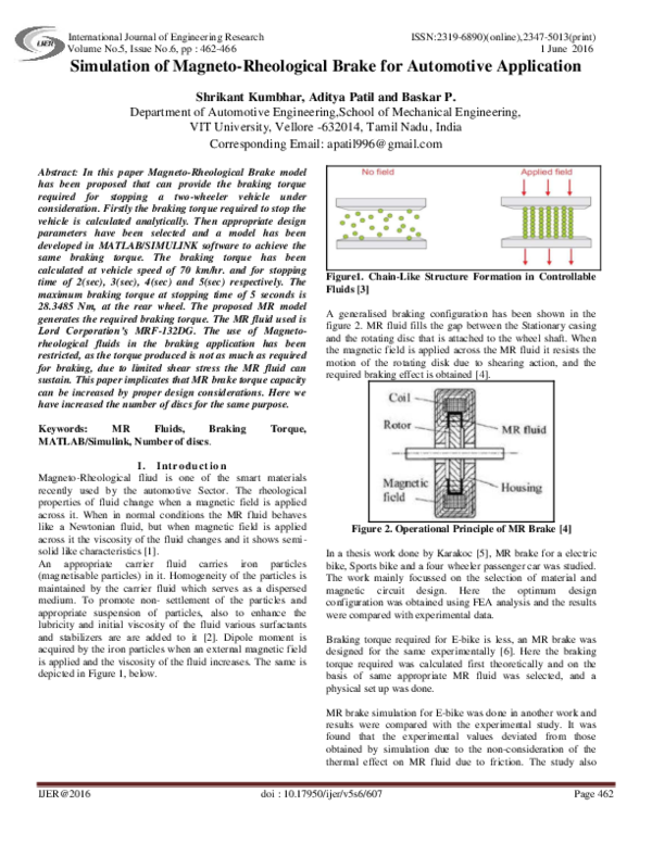 (PDF) Simulation of Magneto-Rheological Brake for Automotive Application