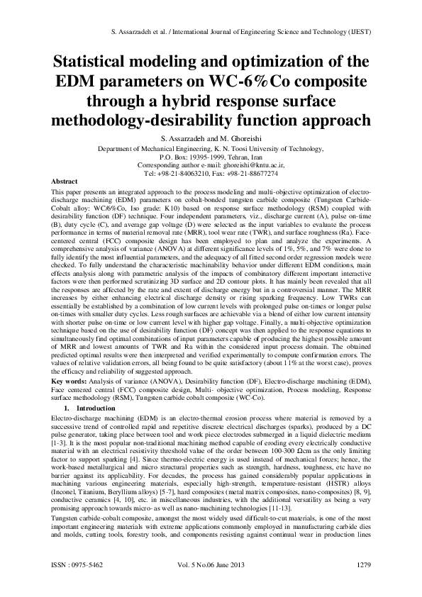 (PDF) Statistical modeling and optimization of the EDM parameters on WC-6%Co composite through a ...