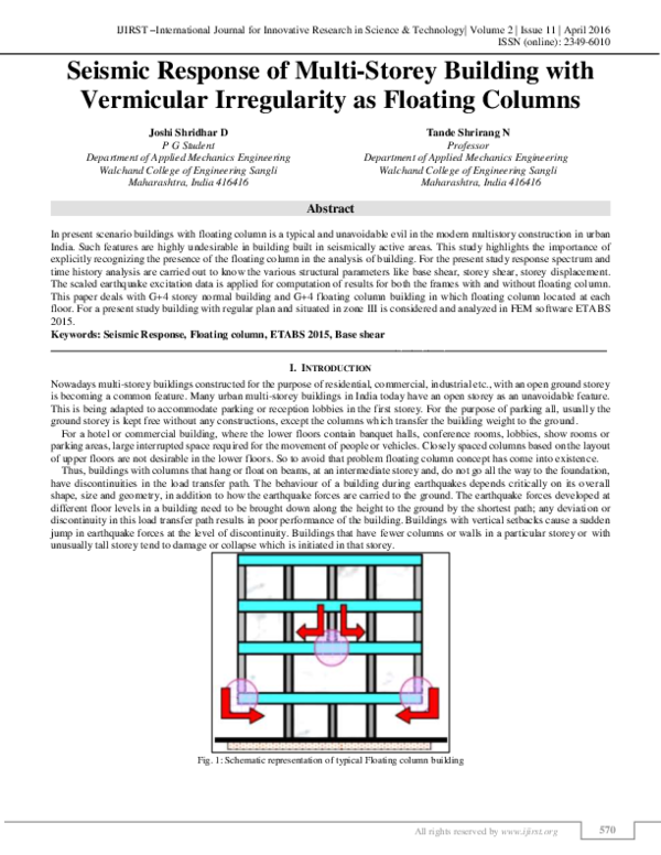 (PDF) Seismic Response of Multi-Storey Building with Vermicular Irregularity as Floating Columns