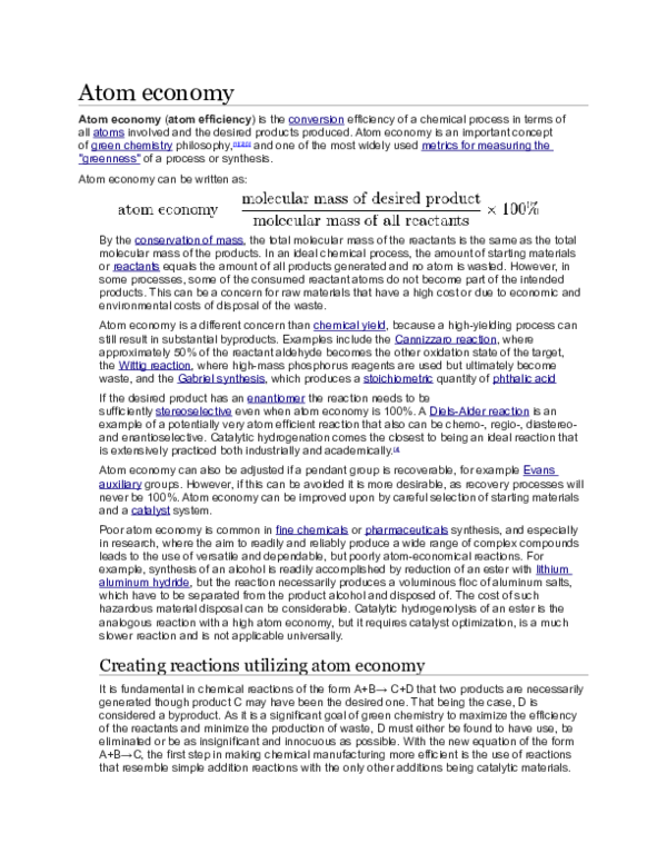 (DOC) Atom economy