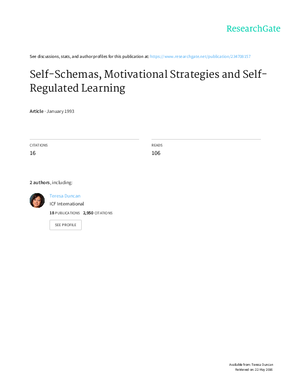 (PDF) Self-Schemas, Motivational Strategies and Self- Regulated ...