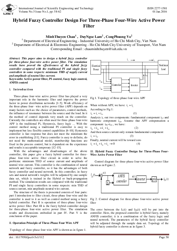 (PDF) Hybrid Fuzzy Controller Design For Three-Phase Four-Wire Active Power Filter
