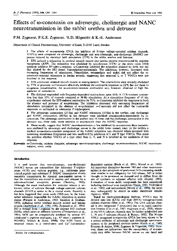 (PDF) Effects of ω-conotoxin GVIA on autonomic neuroeffector ...