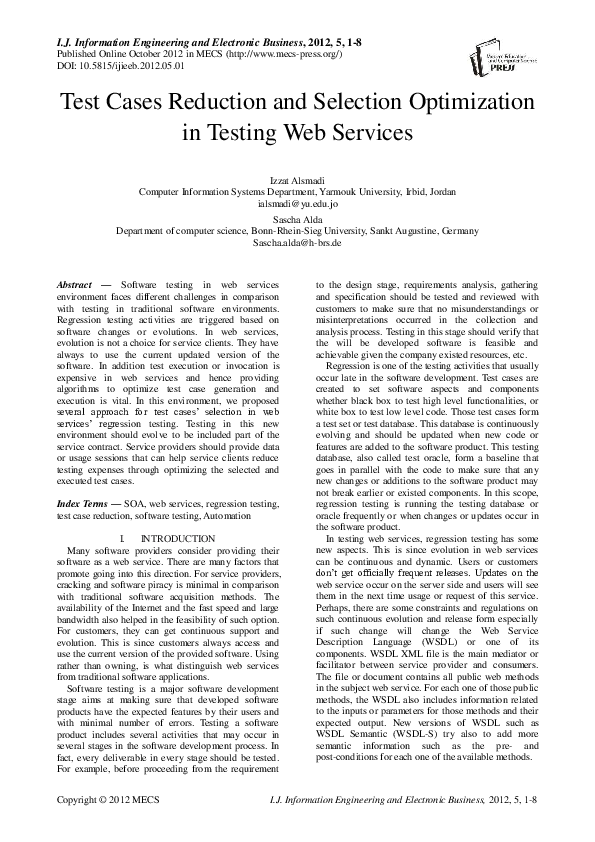 (PDF) Test Cases Reduction and Selection Optimization in Testing Web ...