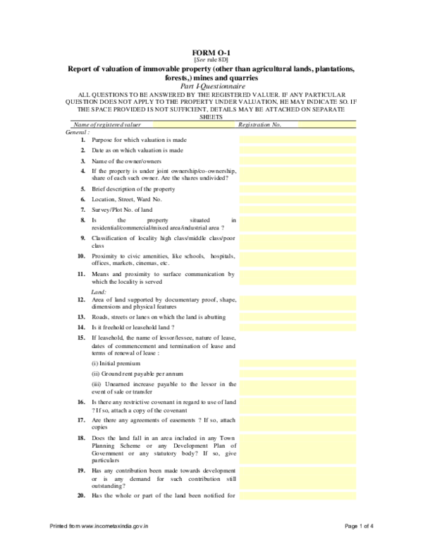 (PDF) FORM O-1 Report of valuation of immovable property (other than ...