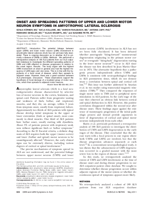 (PDF) ONSET AND SPREADING PATTERNS OF UPPER AND LOWER MOTOR NEURON ...