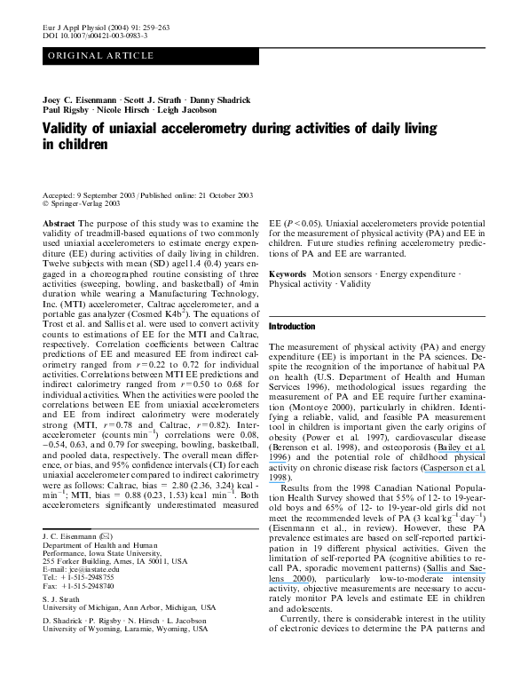 (PDF) Validity of hip-mounted uniaxial accelerometry with heart-rate monitoring vs. triaxial ...