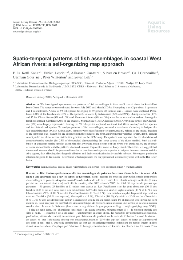 (PDF) Spatio-temporal patterns of fish assemblages in coastal West African rivers: a self ...