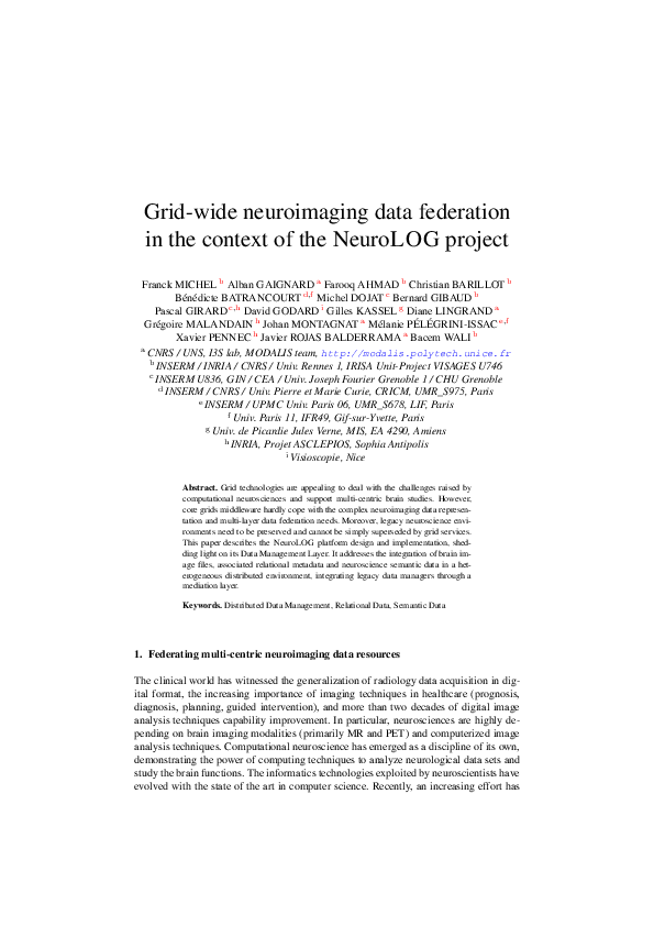 (PDF) Grid-wide neuroimaging data federation in the context of the NeuroLOG project