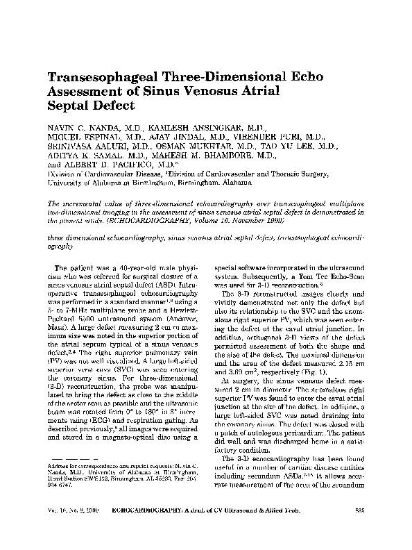(PDF) Transesophageal Three-Dimensional Echo Assessment of Sinus ...