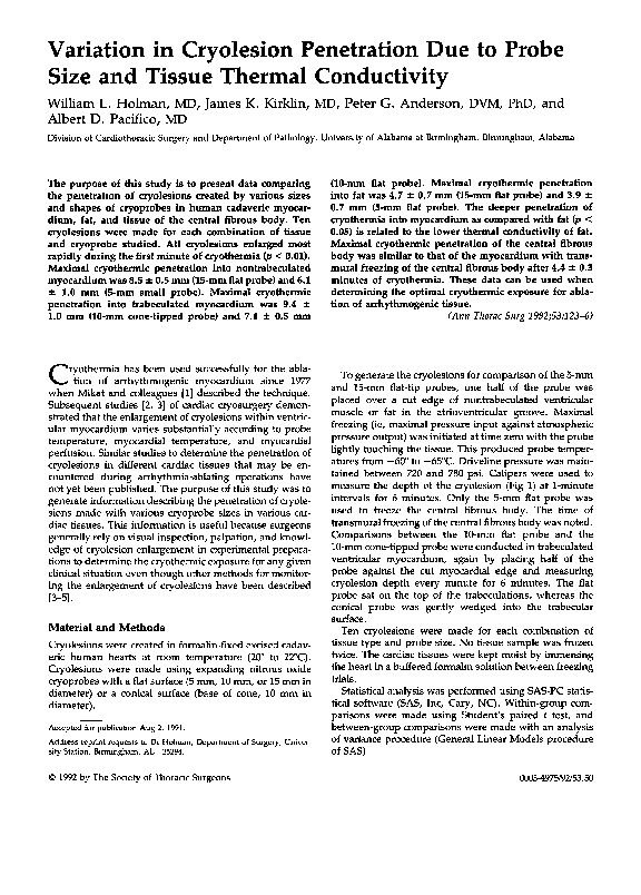 (PDF) Variation in cryolesion penetration due to probe size and tissue ...