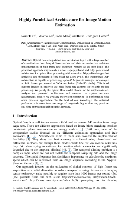 (PDF) Highly Paralellized Architecture for Image Motion Estimation
