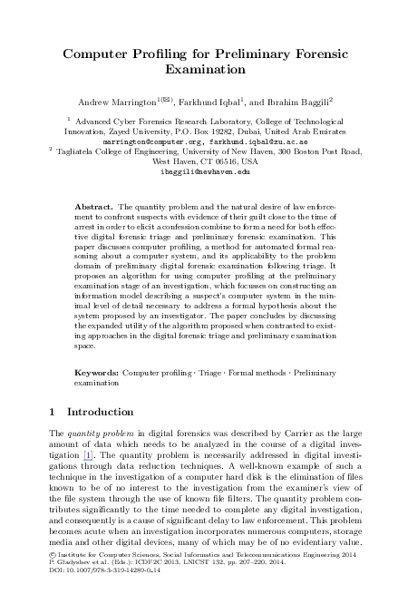 (PDF) Computer Profiling for Preliminary Forensic Examination