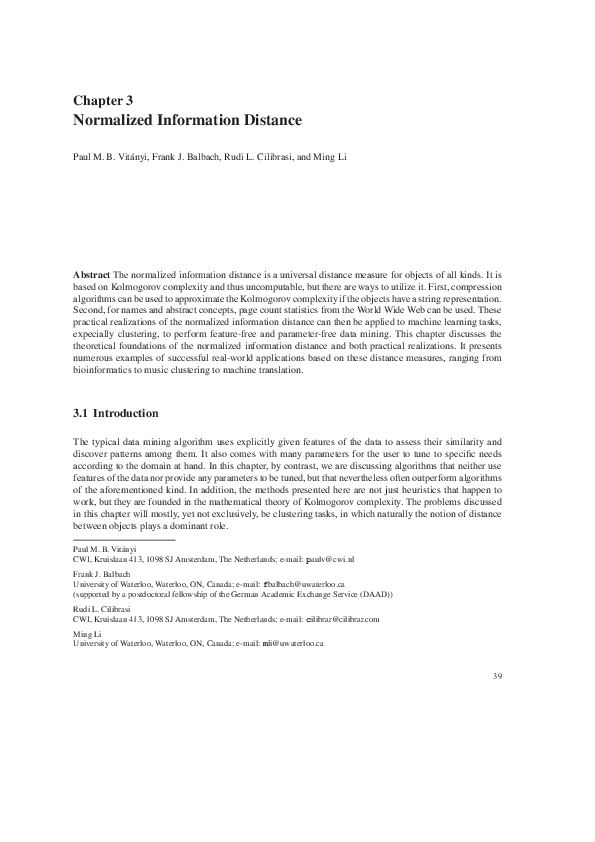 (PDF) Normalized Information Distance