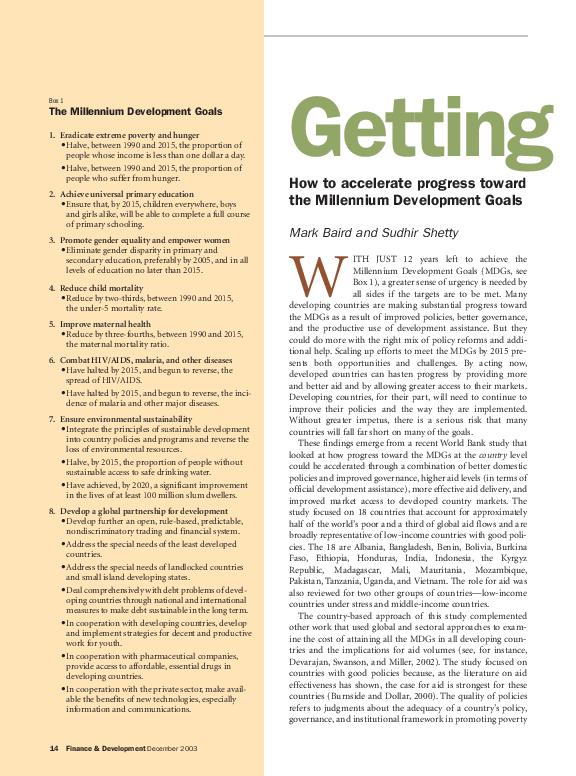 (PDF) the Millennium Development Goals