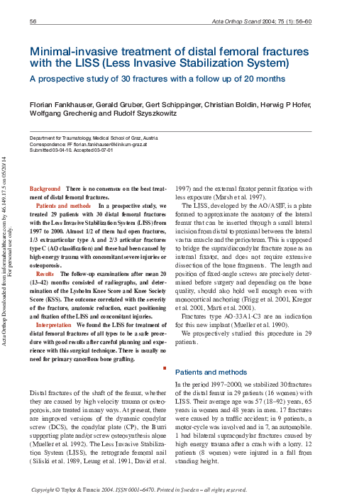 (PDF) Use of the Liss for Distal Femur and Proximal Tibia Fractures ...