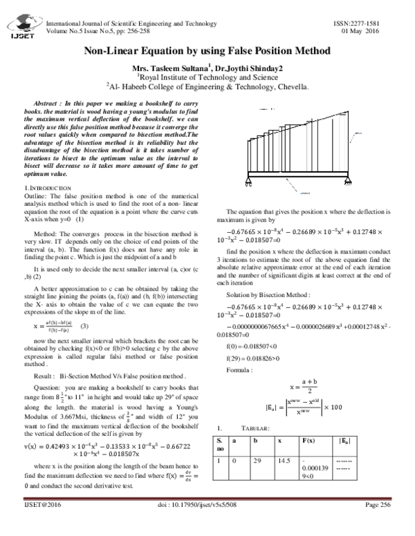 (PDF) Non-Linear Equation by using False Position Method
