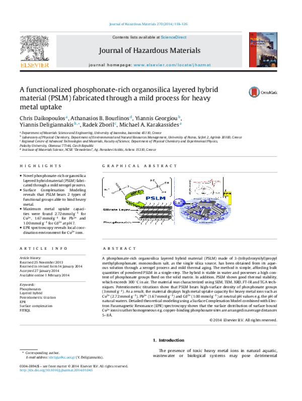 (PDF) A functionalized phosphonate-rich organosilica layered hybrid ...