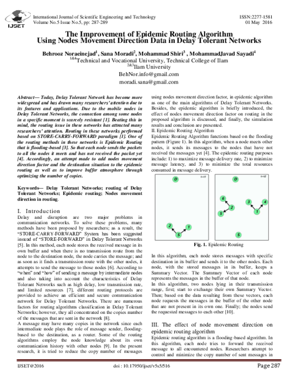 Pdf The Improvement Of Epidemic Routing Algorithm Using Nodes