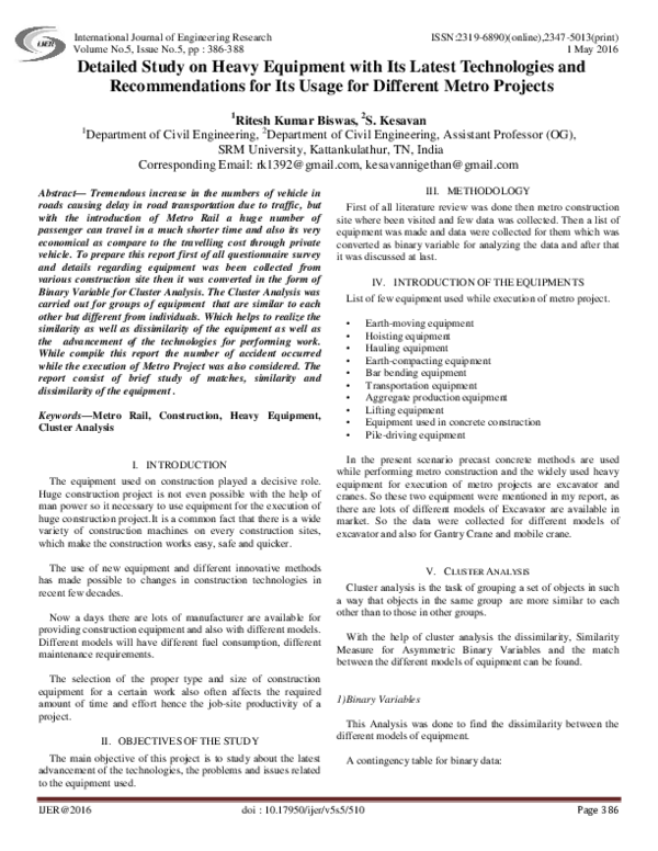 (PDF) Detailed Study on Heavy Equipment with Its Latest Technologies ...