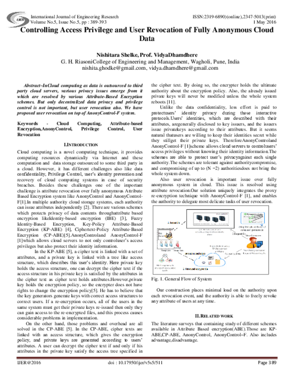 Pdf Controlling Access Privilege And User Revocation Of Fully Anonymous Cloud Data