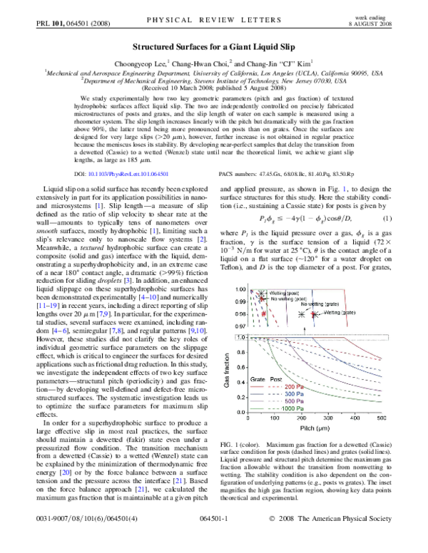 (PDF) Structured surfaces for a giant liquid slip