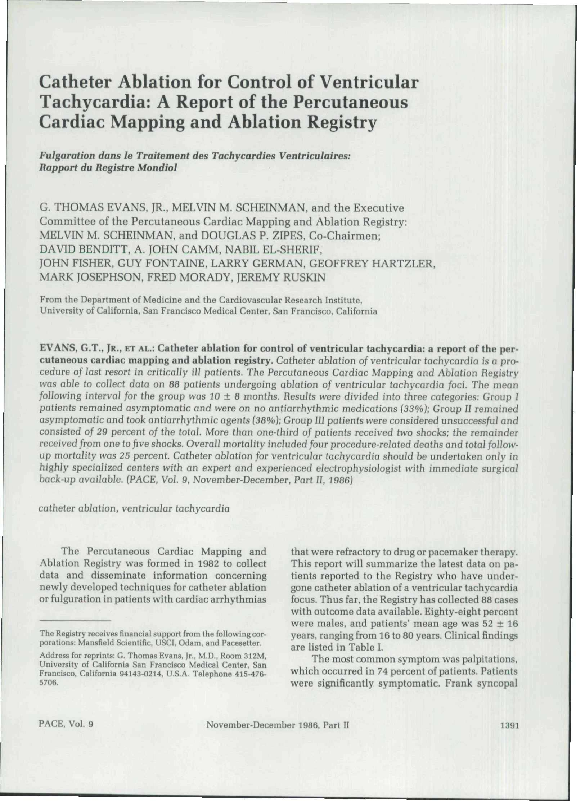 (PDF) Catheter ablation for control of ventricular tachycardia: a ...
