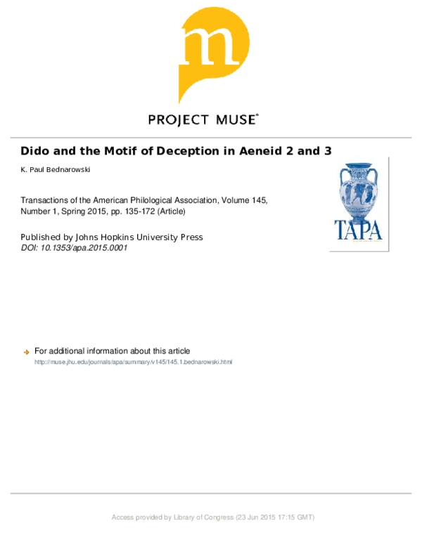 (PDF) Dido and the Motif of Deception in Aeneid 2 and 3