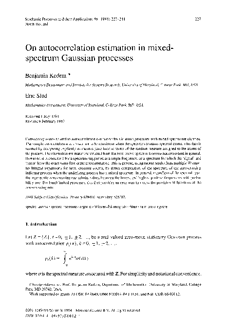 (PDF) On autocorrelation estimation in mixed-spectrum Gaussian processes