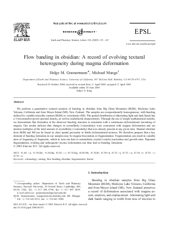 (PDF) Flow banding in obsidian: A record of evolving textural ...