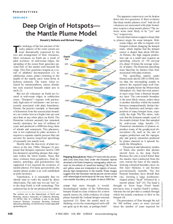 (PDF) Deep Origin of Hotspots--the Mantle Plume Model