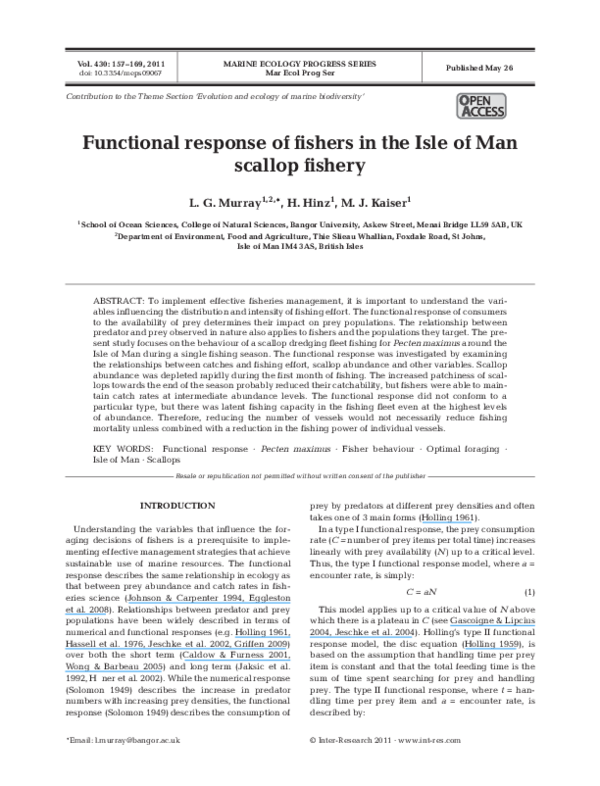 (PDF) Fishers' Functional Response in Isle of Man Scallops