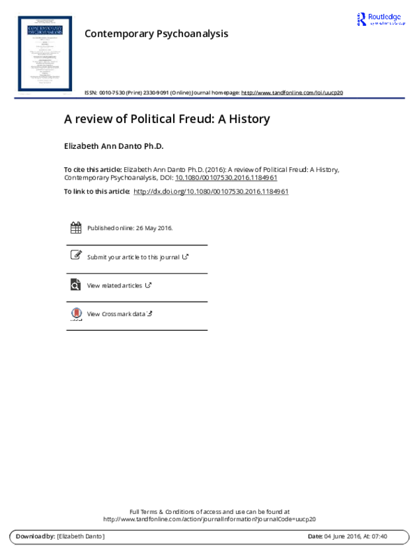 (PDF) Review of "Political Freud: A History" by Eli Zaretsky