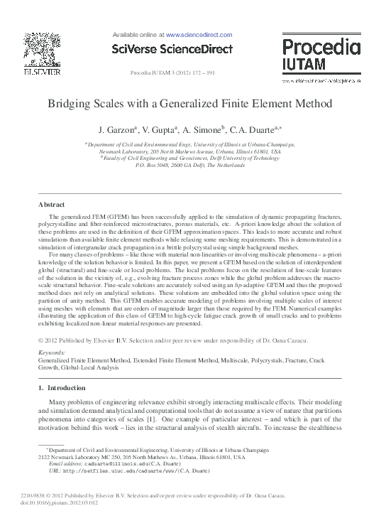 (PDF) Bridging Scales with a Generalized Finite Element Method