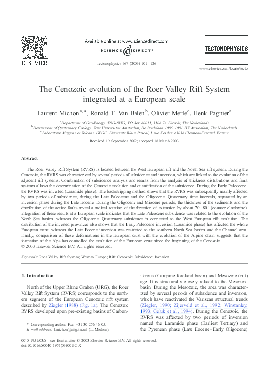 (PDF) The Cenozoic evolution of the Roer Valley Rift System integrated ...