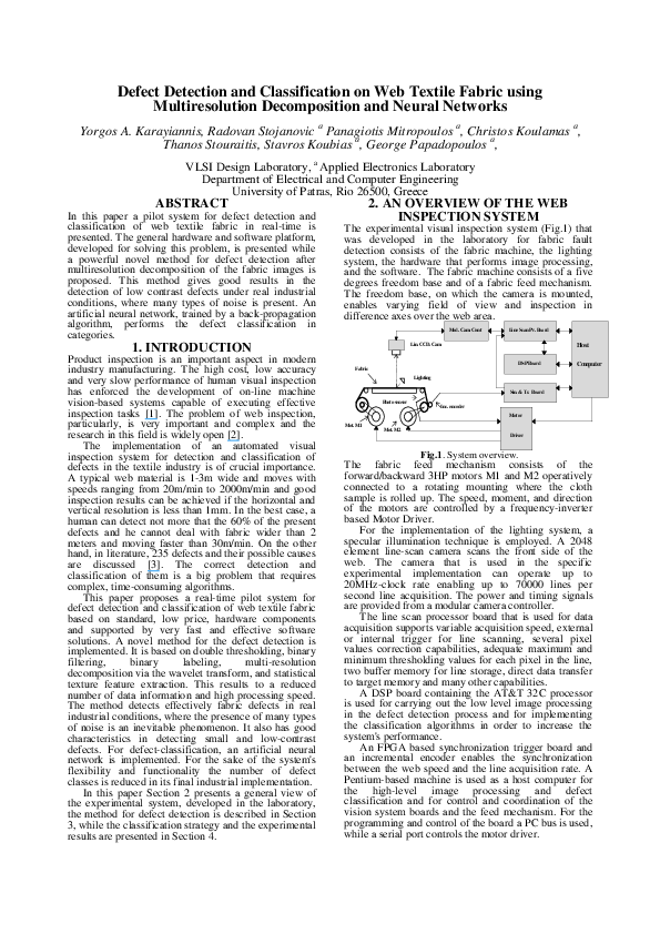 Pdf Defect Detection And Classification On Web Textile Fabric Using Multiresolution