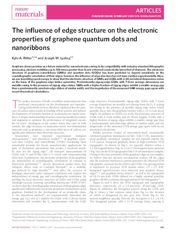(PDF) The influence of edge structure on the electronic properties of graphene quantum dots and ...