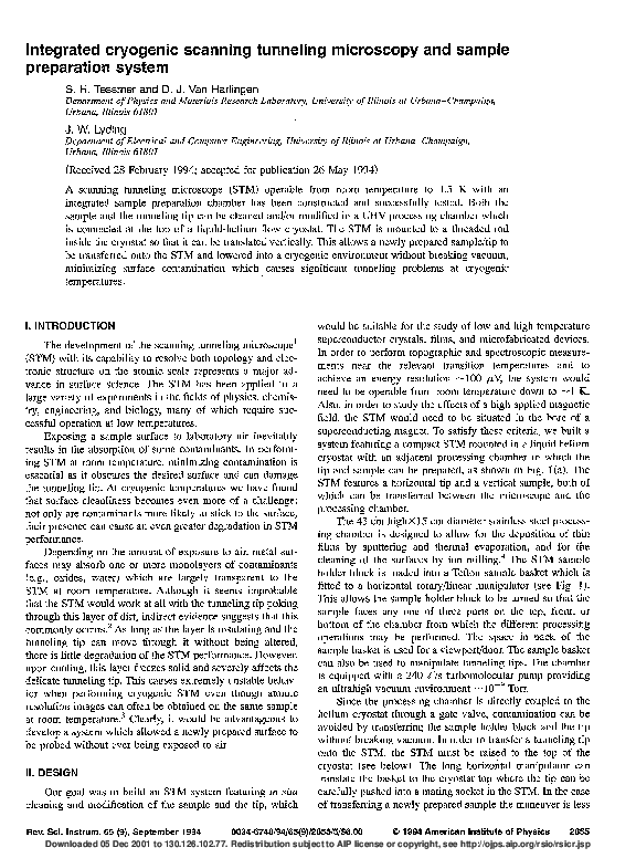 (PDF) Integrated cryogenic scanning tunneling microscopy and sample ...
