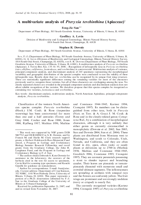 (PDF) A multivariate analysis of Pteryxia terebinthina (Apiaceae) 1
