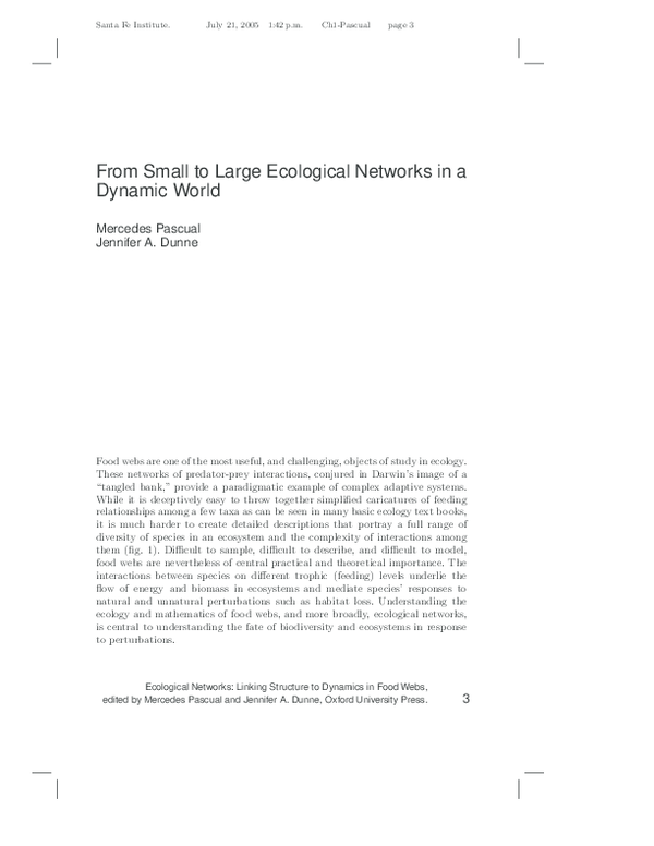 (PDF) From Small to Large Ecological Networks in a Dynamic World