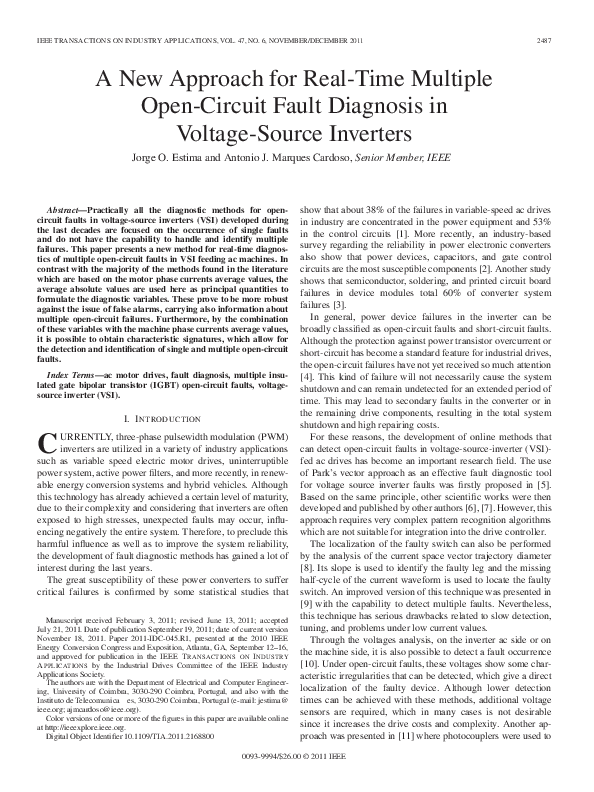 Pdf A New Approach For Real Time Multiple Open Circuit Fault