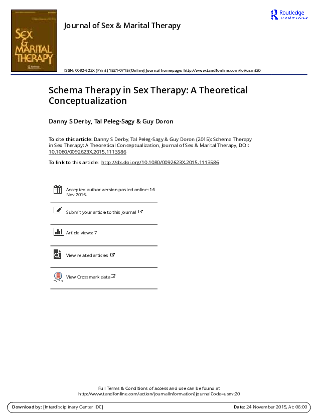 Pdf Schema Therapy In Sex Therapy A Theoretical Conceptualization
