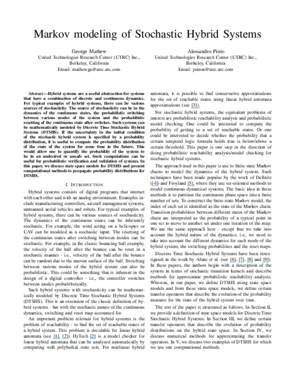 (PDF) Markov modeling of stochastic hybrid systems