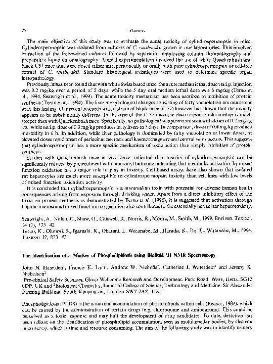 (PDF) The identification of a marker of phospholipidosis using biofluid ...