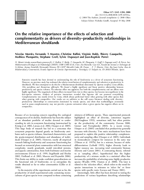 (PDF) On the relative importance of the effects of selection and ...