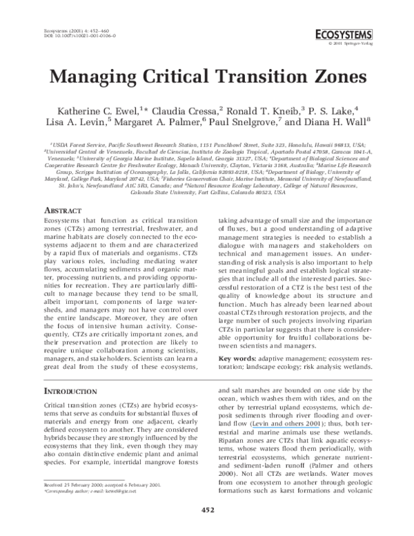 (PDF) Managing critical transition zones